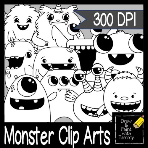 Cute Colorful Monster Clip Arts With Printable PDF Pages | Made By Teachers
