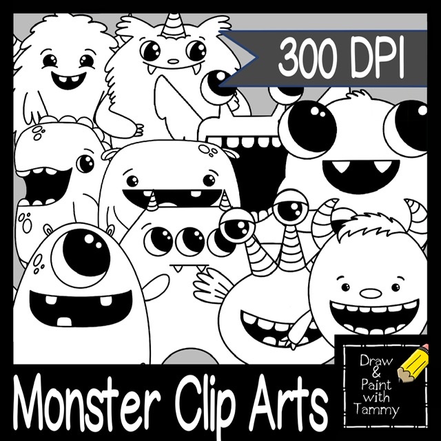 Cute Colorful Monster Clip Arts With Printable PDF Pages | Made By Teachers