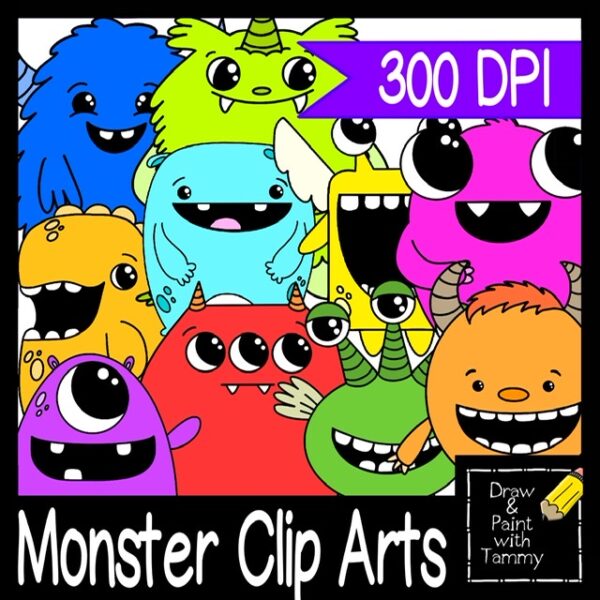 Cute Colorful Monster Clip Arts With Printable PDF Pages | Made By Teachers