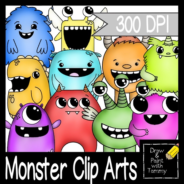 Cute Colorful Monster Clip Arts With Printable PDF Pages | Made By Teachers