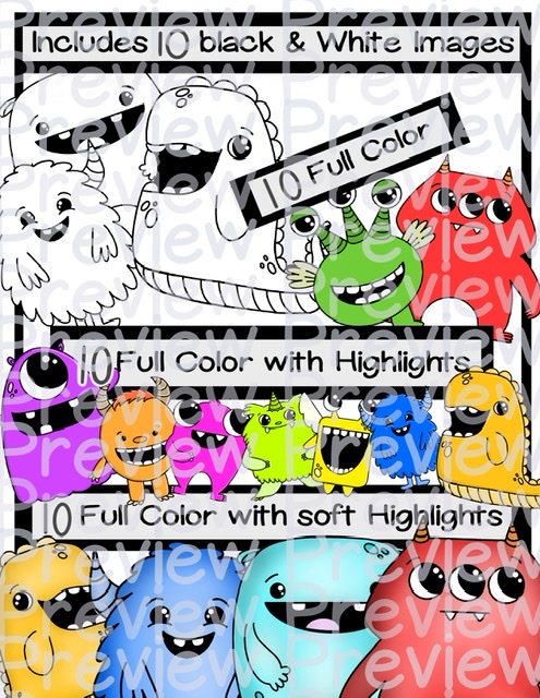 Cute Colorful Monster Clip Arts With Printable PDF Pages | Made By Teachers