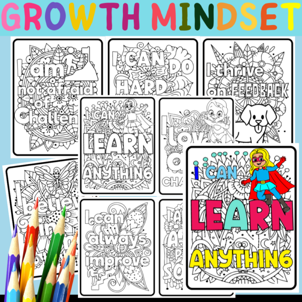 Growth Mindset Coloring Back to School Activities,Neutral Classroom ...