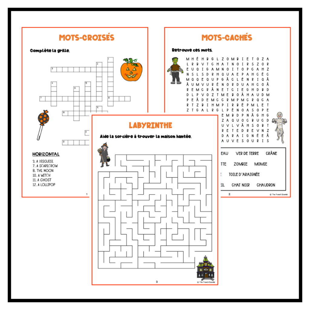 FRENCH Halloween 3 Sets of Activities - Made By Teachers