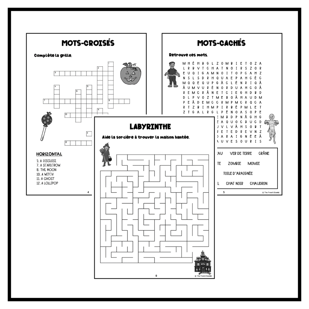 FRENCH Halloween 3 Sets of Activities - Made By Teachers
