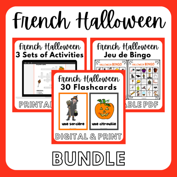 FRENCH Halloween Flash Cards & Activities BUNDLE - Made By Teachers