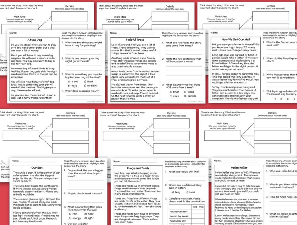 Main Idea and Supporting Details Passages and Activities 2nd Grade ...