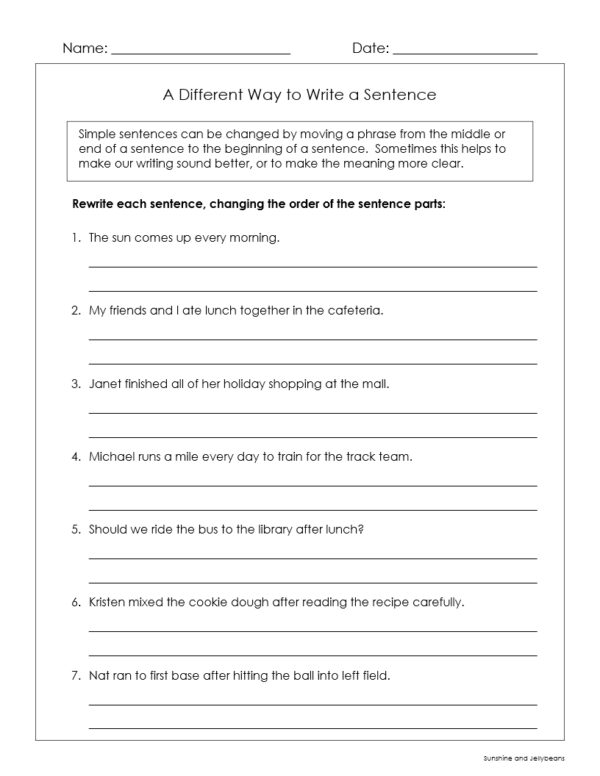 Rearranging Sentences by Moving a Phrase or Verb - Grades 2-3-4 - Made ...