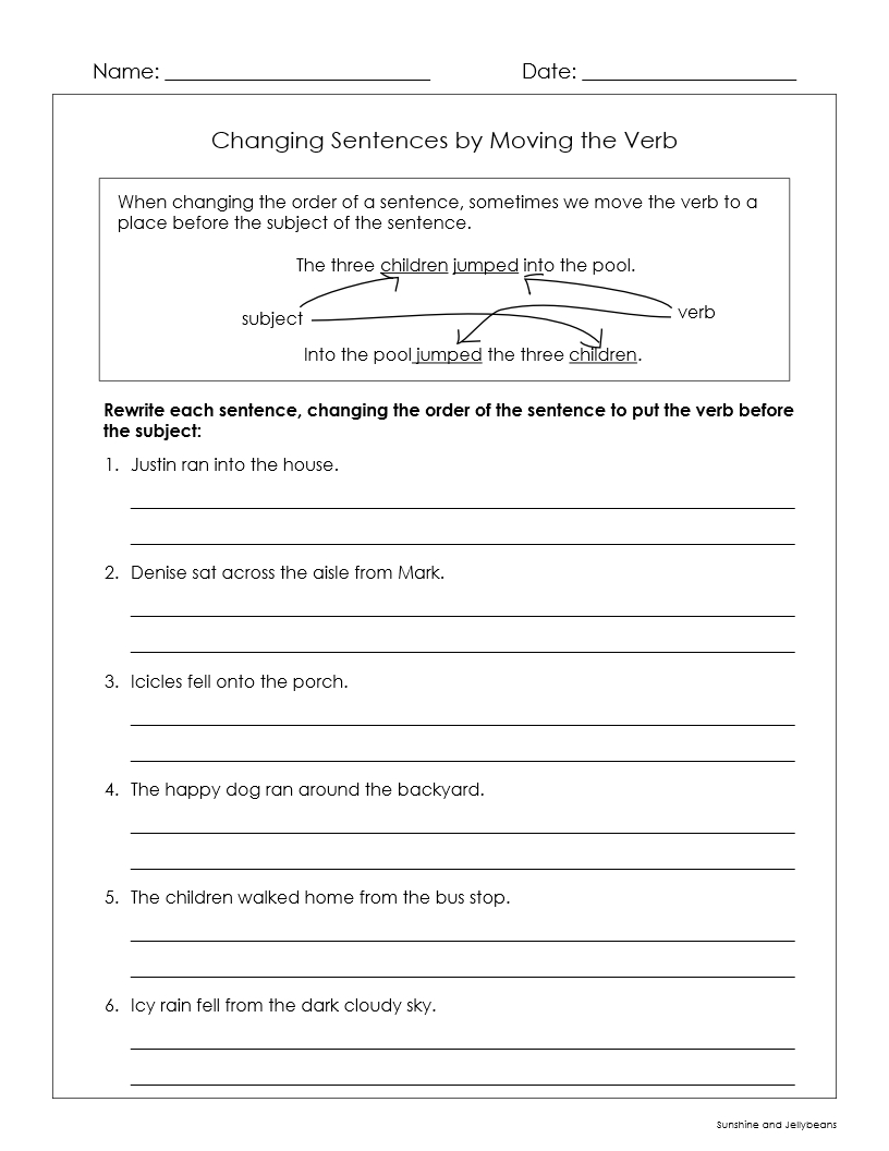 Rearranging Sentences by Moving a Phrase or Verb - Grades 2-3-4 | Made ...
