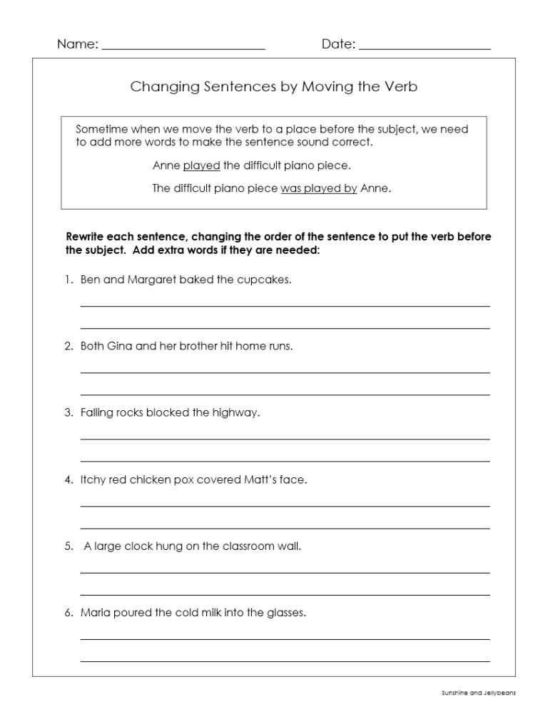 Rearranging Sentences by Moving a Phrase or Verb - Grades 2-3-4 | Made ...