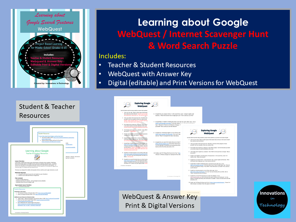 Exploring Google Search Features WebQuest - Scavenger Hunt | Made By ...