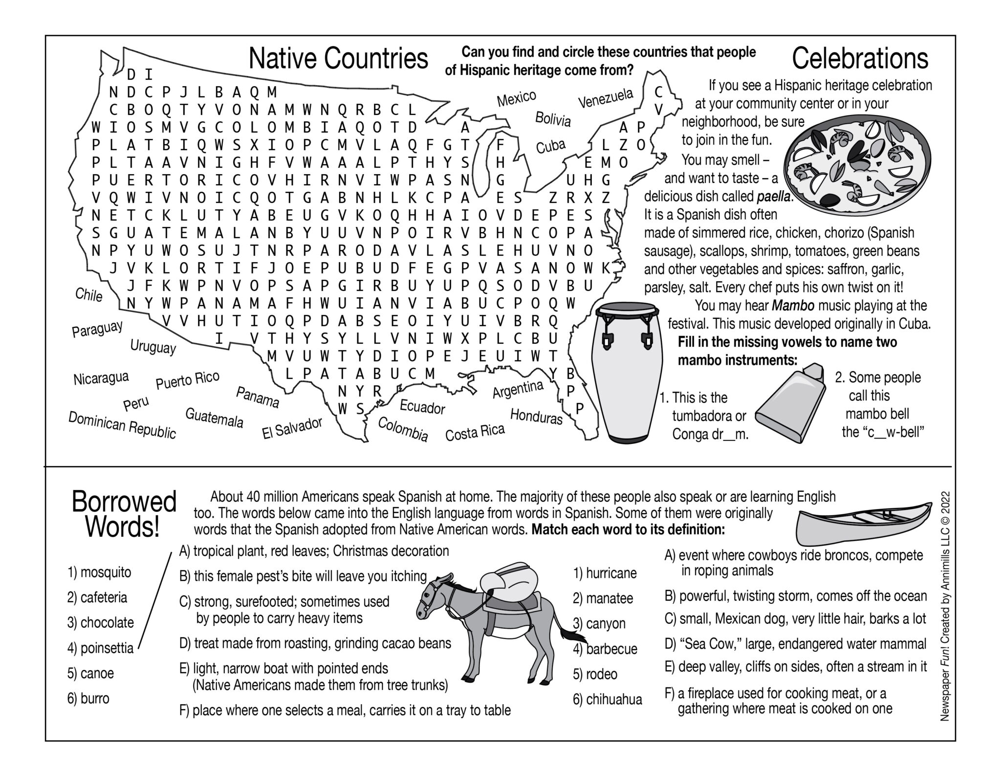 Hispanic Heritage Puzzle Set – Famous Hispanic-Americans, Spanish Words ...