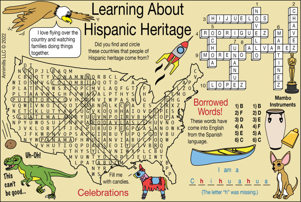 Hispanic Heritage Puzzle Set – Famous Hispanic-Americans, Spanish Words ...