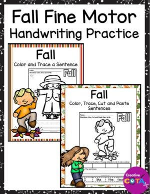 No Prep Fall Kindergarten Literacy Color and Trace Sentence Writing ...