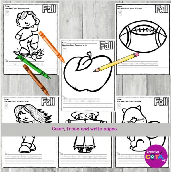 No Prep Fall Color and Trace Sentence Writing Worksheets - Made By Teachers