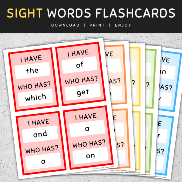 Fry Sight Words Flash Cards: I Have Who Has Sight Words Flashcards, 1 ...