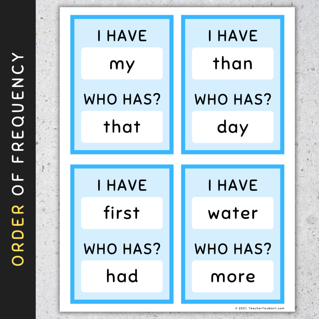 Fry Sight Words Flash Cards: I Have Who Has Sight Words Flashcards, 1 ...