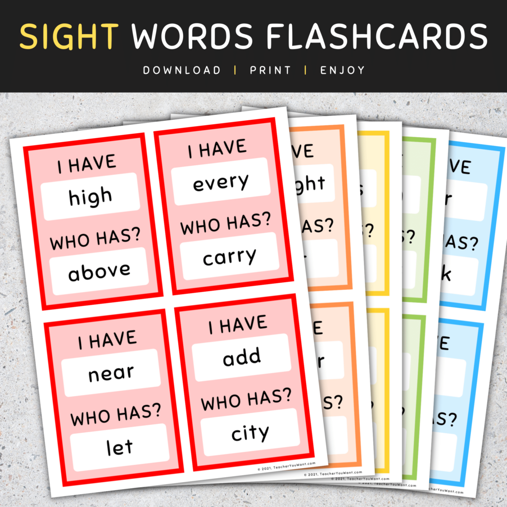 Fry Sight Words Flash Cards: I Have Who Has Sight Words Flashcards, 201 ...
