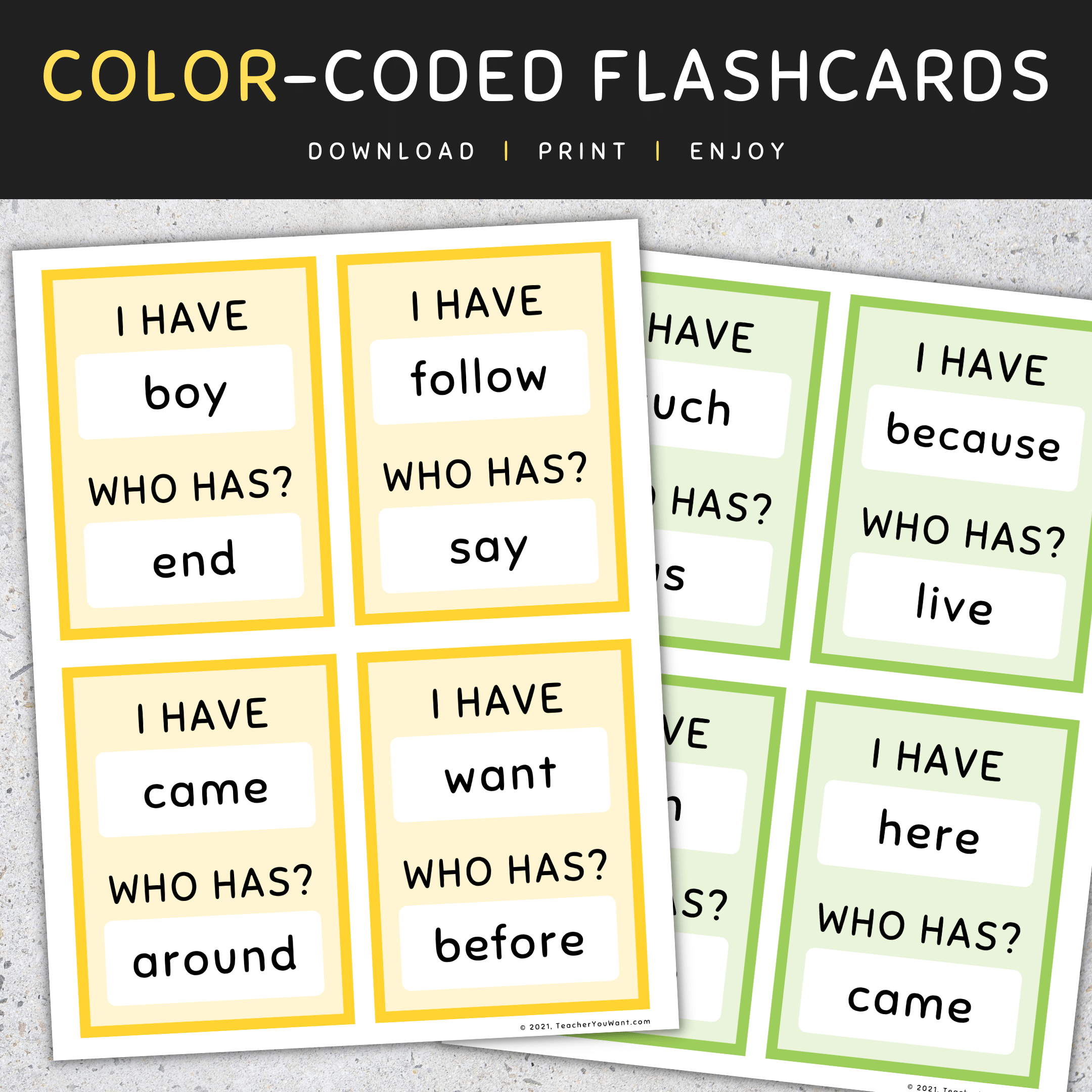 Fry Sight Words Flash Cards: I Have Who Has Sight Words Flashcards, 101 ...
