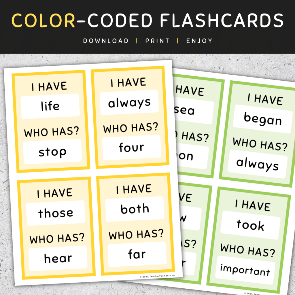 Fry Sight Words Flash Cards: I Have Who Has Sight Words Flashcards, 201 ...