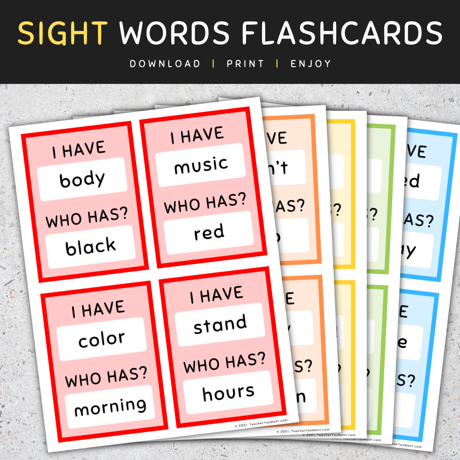 Fry Sight Words Flash Cards: I Have Who Has Sight Words Flashcards, 301 ...