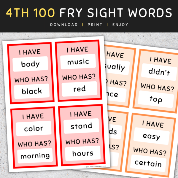 Fry Sight Words Flash Cards: I Have Who Has Sight Words Flashcards, 301 ...