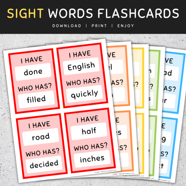 Fry Sight Words Flash Cards: I Have Who Has Sight Words Flashcards, 401 ...
