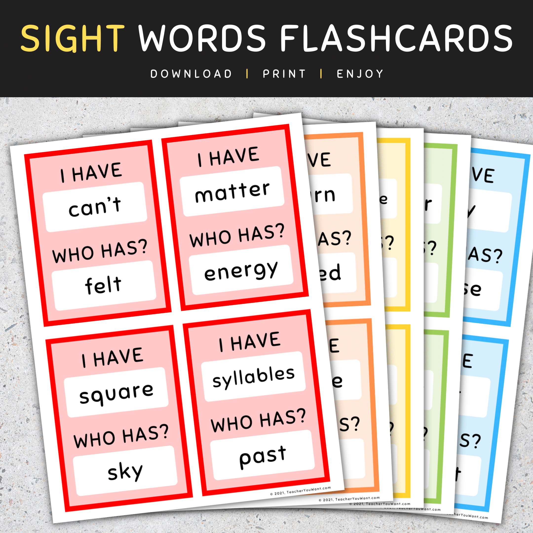 Fry Sight Words Flash Cards: I Have Who Has Sight Words Flashcards, 501 ...