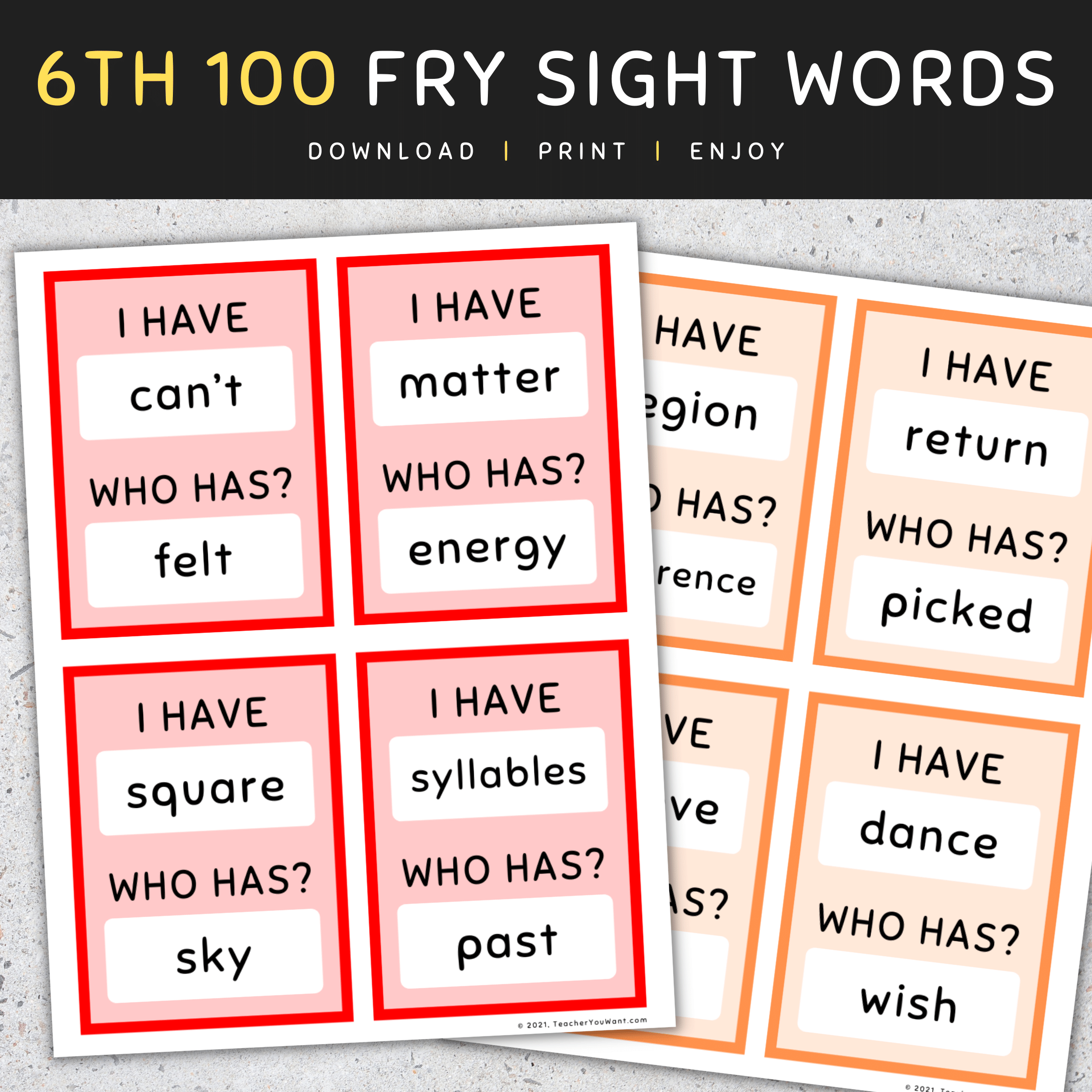 Fry Sight Words Flash Cards: I Have Who Has Sight Words Flashcards, 501 ...
