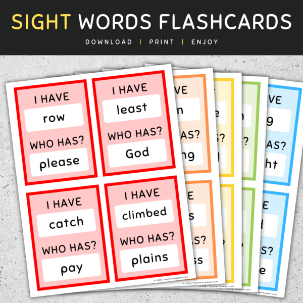 Fry Sight Words Flash Cards: I Have Who Has Sight Words Flashcards, 701 ...