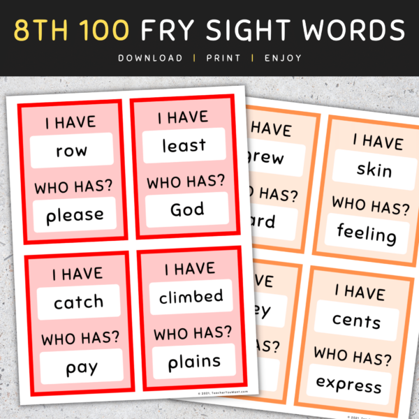 Fry Sight Words Flash Cards: I Have Who Has Sight Words Flashcards, 701 ...