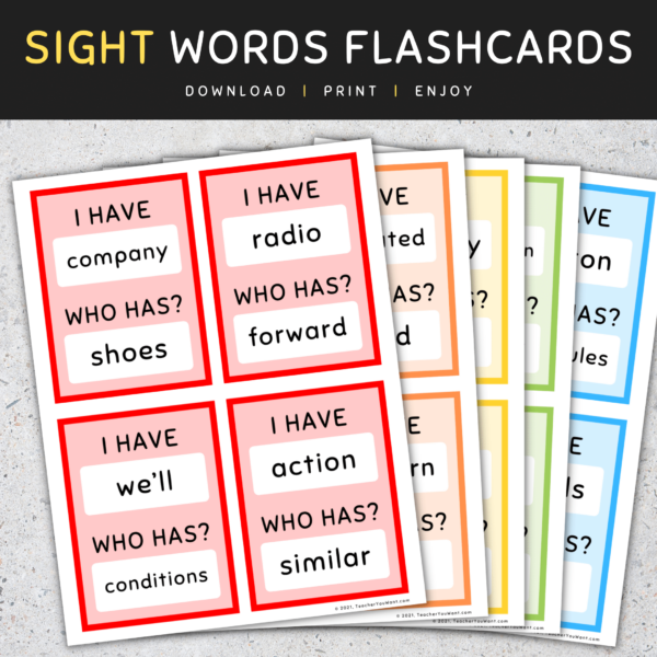 Fry Sight Words Flash Cards: I Have Who Has Sight Words Flashcards,901 ...