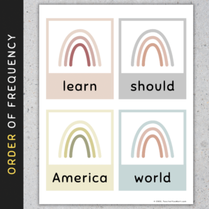 Fry Sight Word Flash Cards: 2nd 100, Boho Rainbow Sight Words, [SET 3 ...
