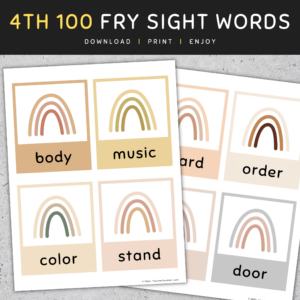 Fry Sight Word Flash Cards: 4th 100, Boho Rainbow Sight Words, [SET 3 ...