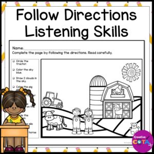 Following Directions Coloring Activity for Listening Comprehension ...