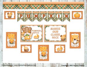 Pumpkin Fall Bulletin Board Kit with Craft Activities | Made By Teachers