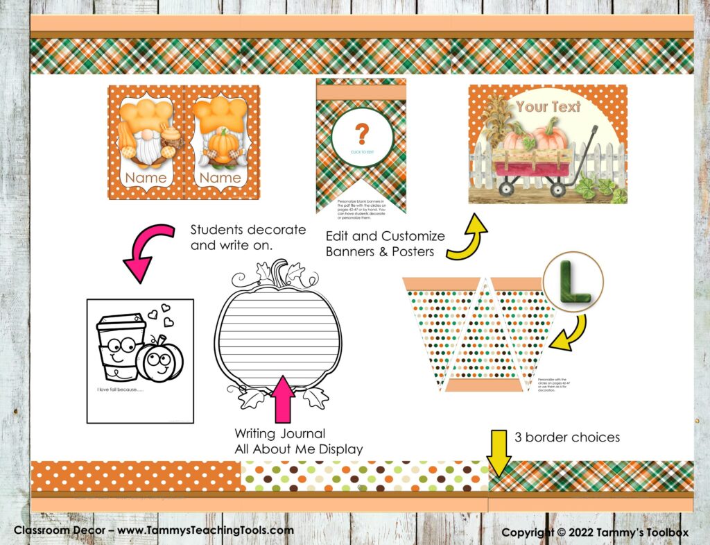 Pumpkin Fall Bulletin Board Kit with Craft Activities - Made By Teachers