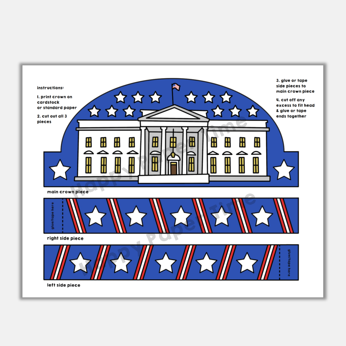 White House Paper Crown Printable President Craft Activity Template ...