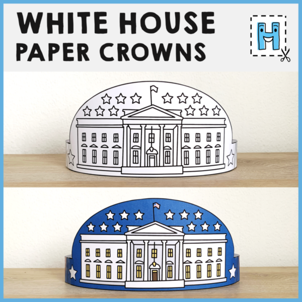 White House Paper Crown Printable Coloring Craft Activity Template ...