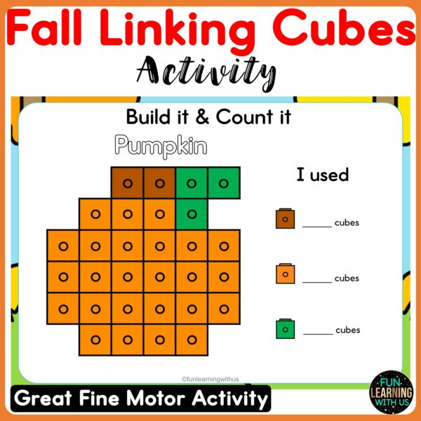Fall Linking Cubes Mats | Autumn Fine motor Skill Center Mats - Made By ...