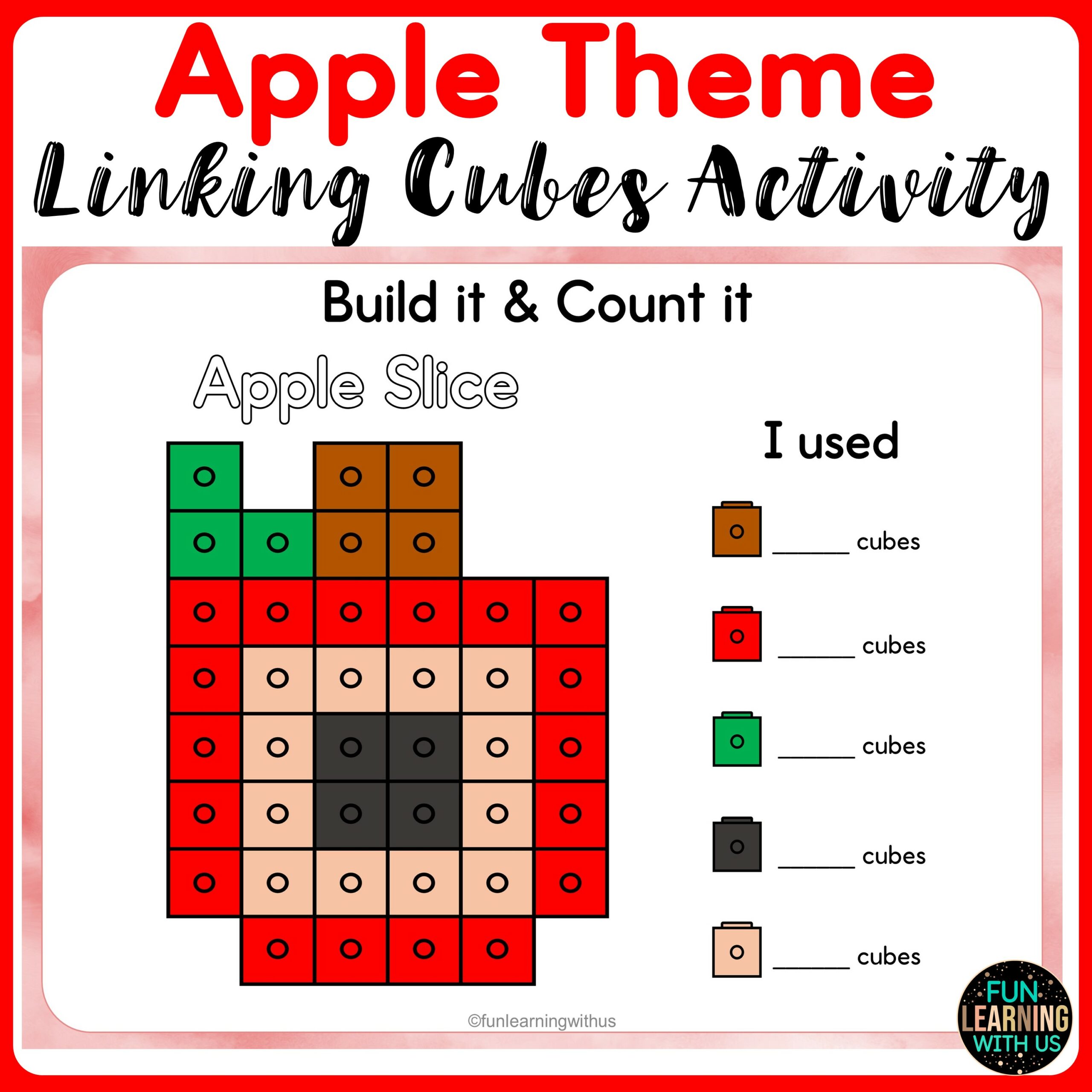 Apple Theme Linking Cubes Mats | Apple Orchid Fine motor Skill Mats ...