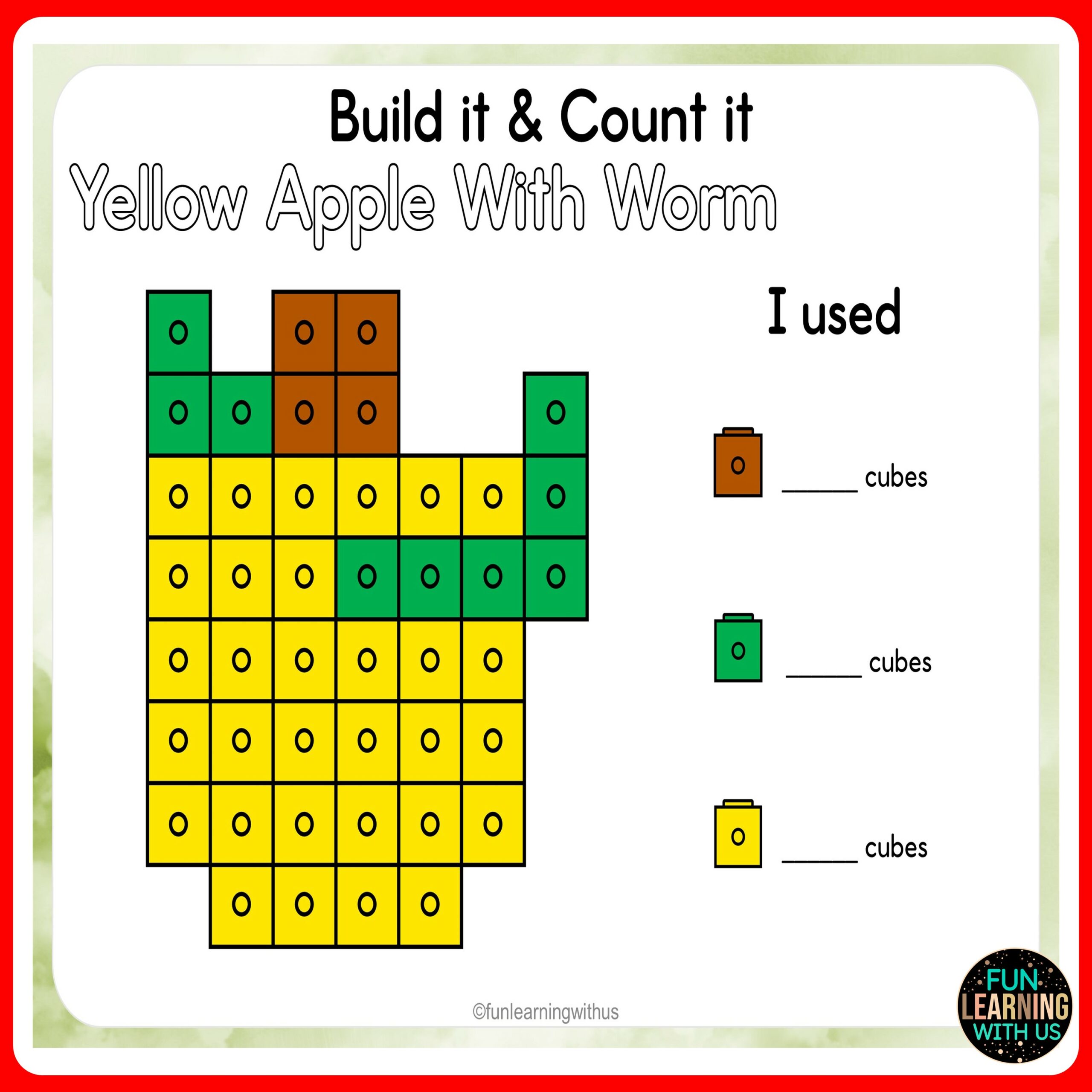 Apple Theme Linking Cubes Mats | Apple Orchid Fine motor Skill Mats ...