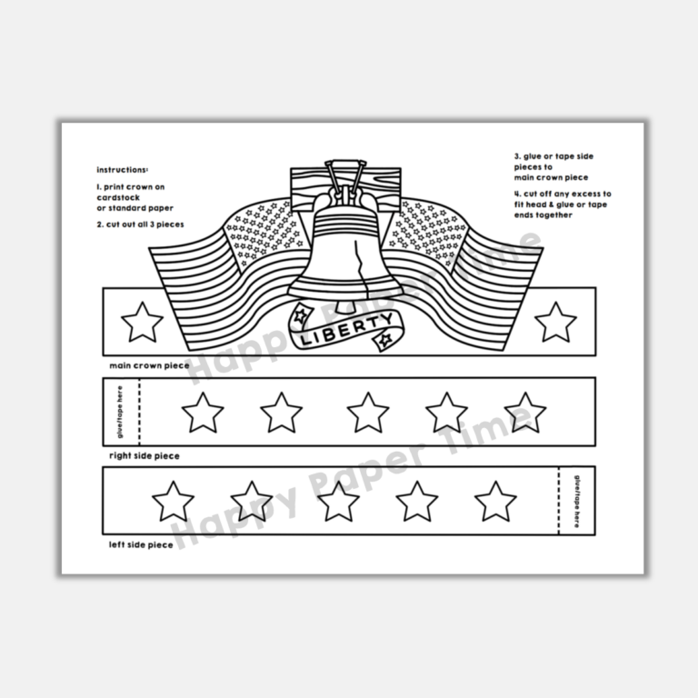 Liberty Bell Paper Crown Printable Coloring Craft Activity Template ...