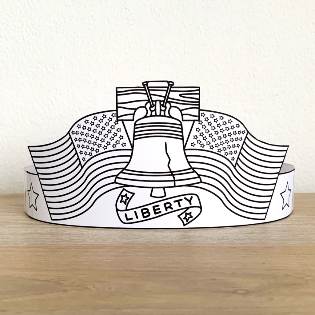 Liberty Bell Paper Crown Printable Coloring Craft Activity Template ...