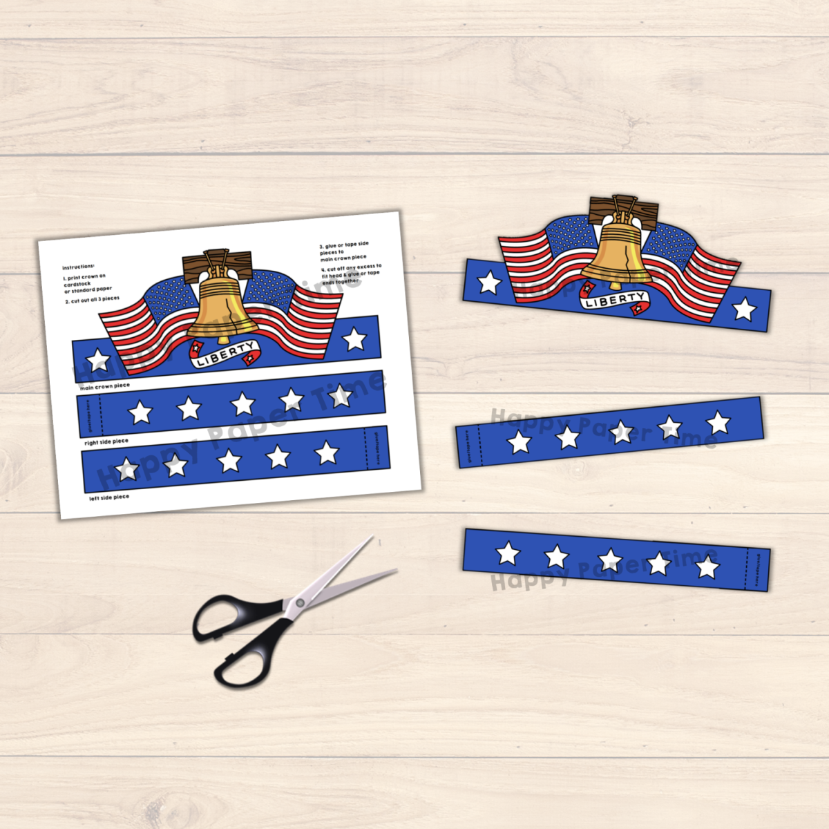 Liberty Bell Paper Crown Printable Coloring Craft Activity Template ...