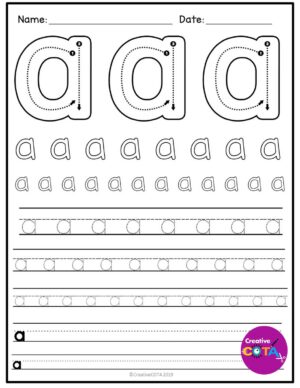 No Prep Handwriting Practice ABC Alphabet Lowercase Tracing Worksheets ...