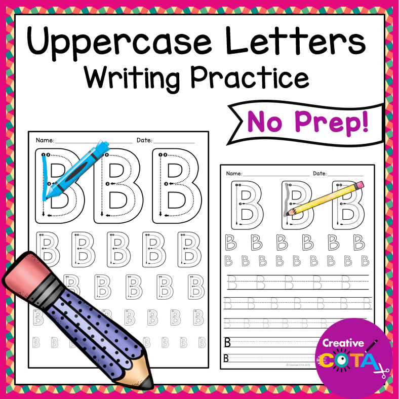 No Prep ABC Uppercase Letter Writing and Tracing Practice Pages - Made ...