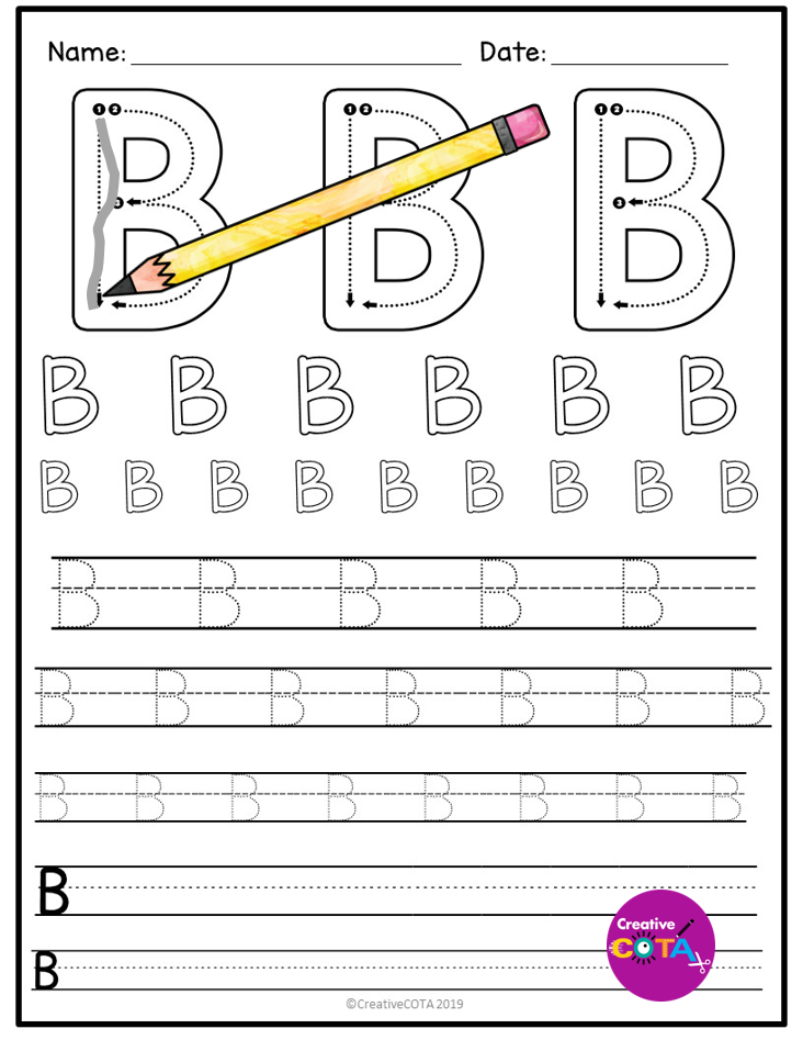 No Prep ABC Uppercase Letter Writing and Tracing Practice Pages | Made ...