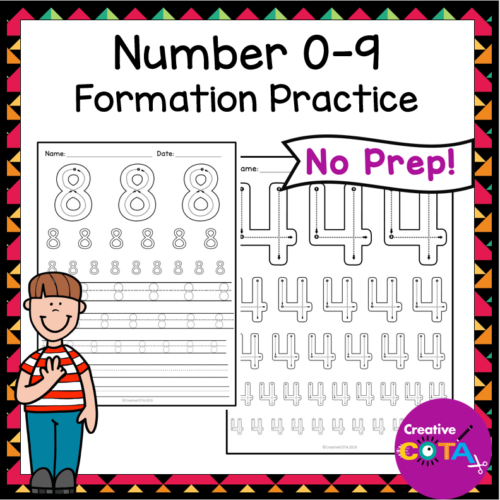 Number Formation Trace and Write No Prep Worksheets | Made By Teachers