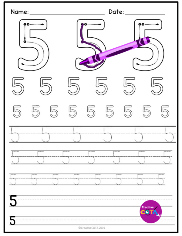 Number Formation Trace and Write No Prep Worksheets | Made By Teachers
