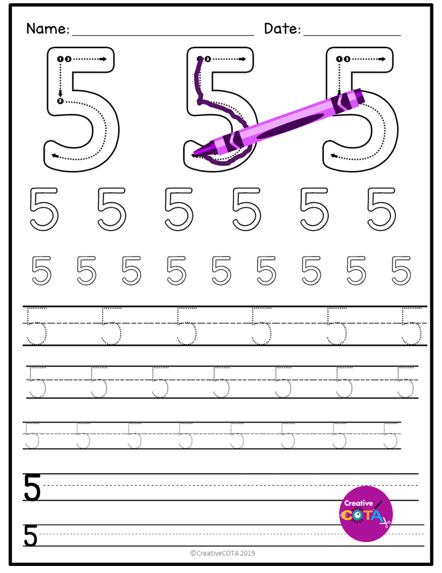 Number Formation Trace and Write No Prep Worksheets | Made By Teachers